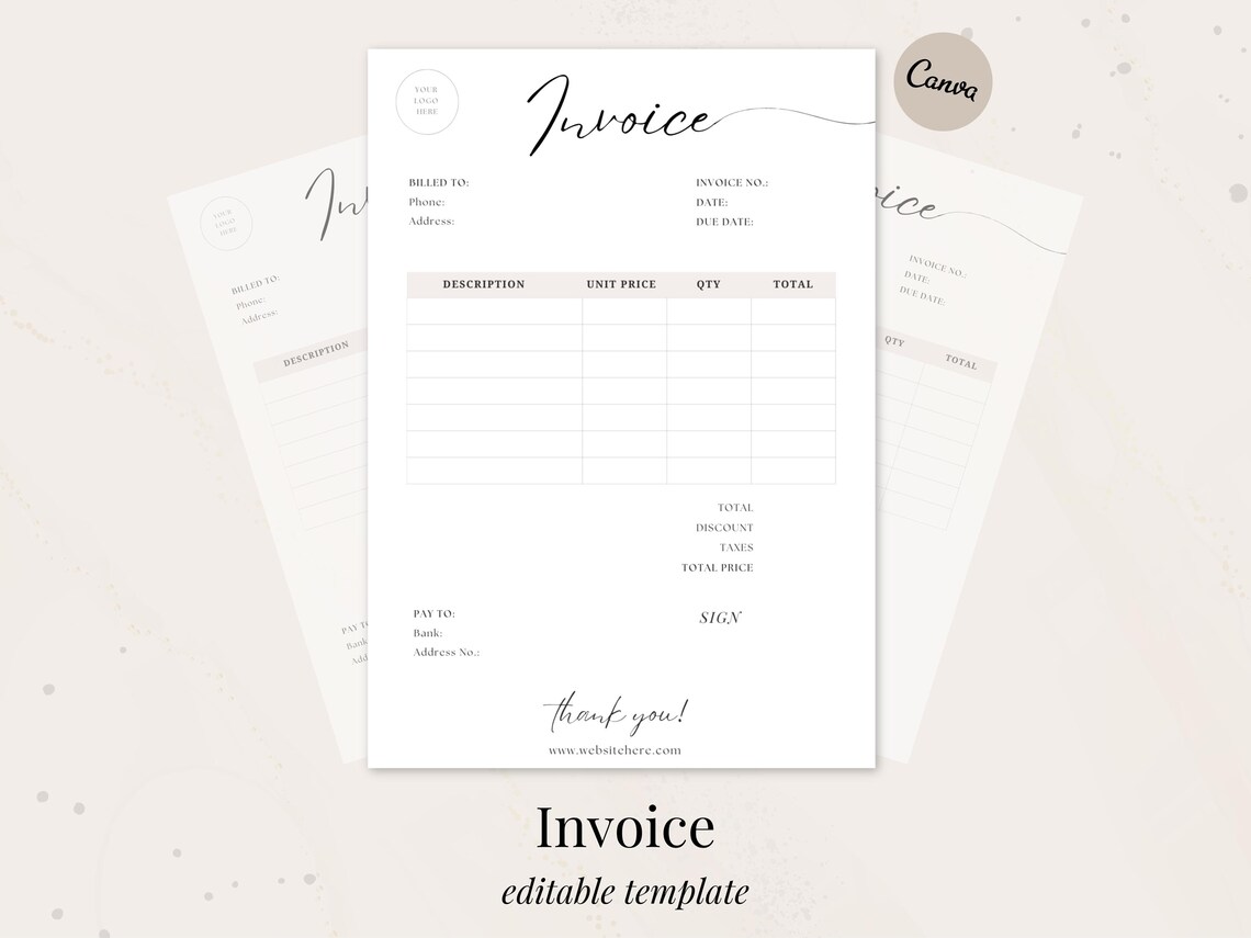 Editable Invoice Template for Small Business Bakery Business Form Cake ...