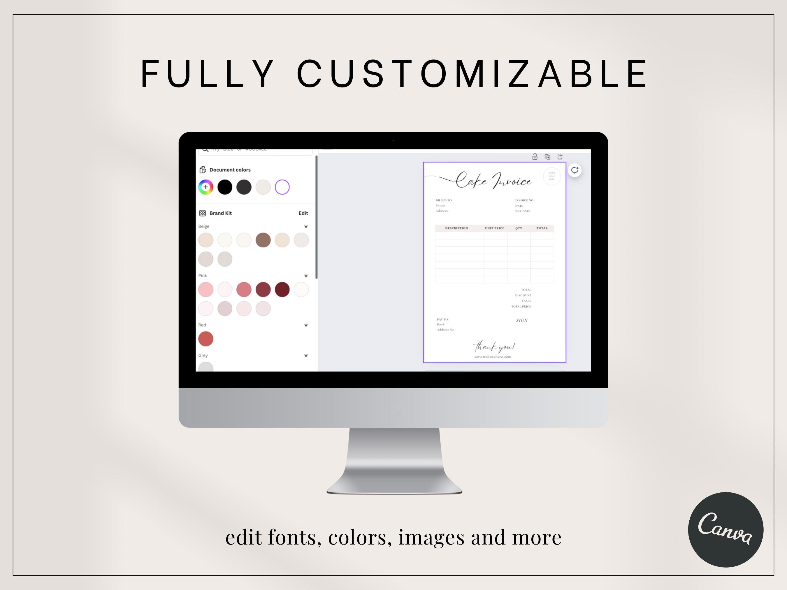 Editable Bakery Invoice Template, Minimalistic Customizable Cake ...