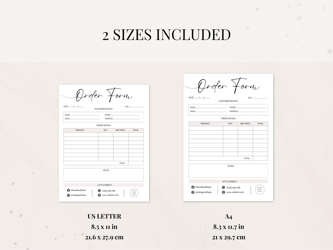 Order Form Template | Small Business | Bakery Business Forms | Editable ...