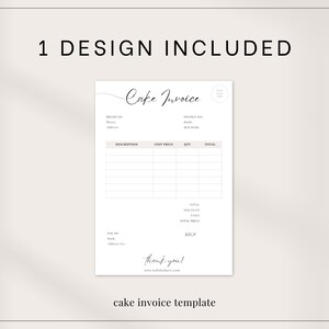 Editable Bakery Invoice Template, Minimalistic Customizable Cake ...