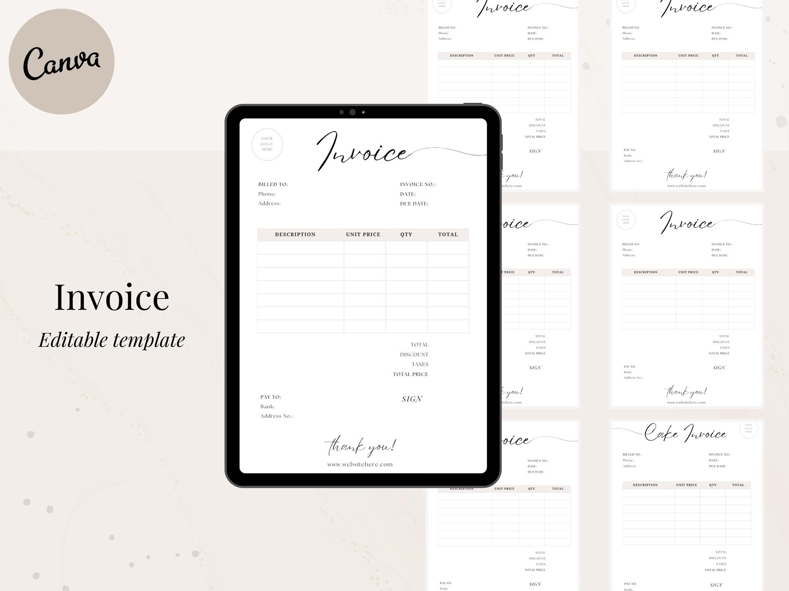 Editable Invoice Template for Small Business | Bakery Business Form ...