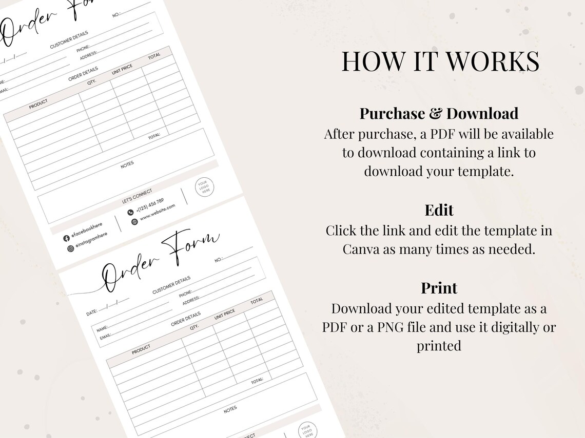 Order Form Template | Small Business | Bakery Business Forms | Editable ...