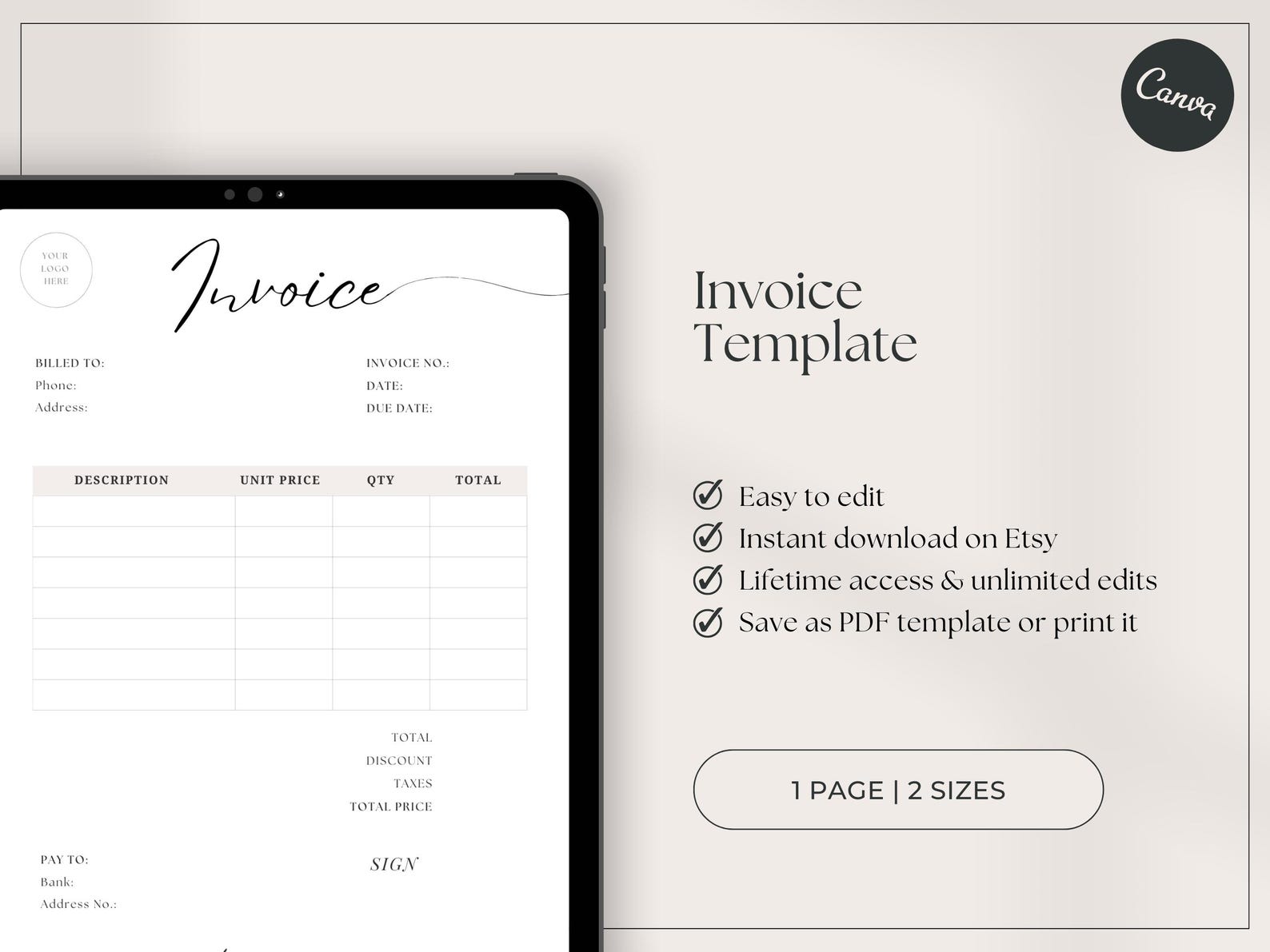 Editable Custom Invoice Template, Aesthetic Small Business Owner Form ...