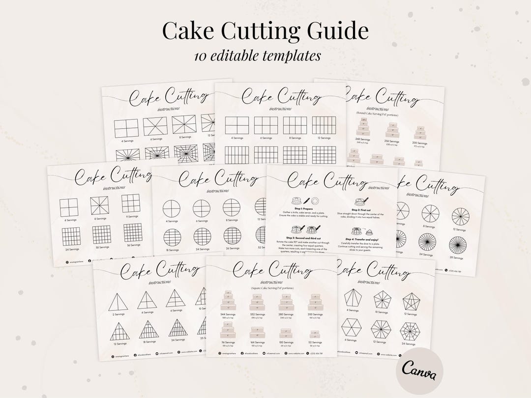 Cake Cutting Guide for Bakery Business | Cake Care Card | Instruction ...