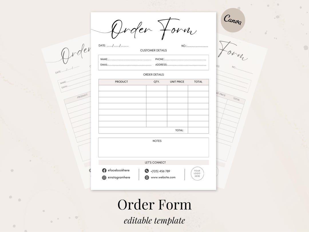 Order Form Template | Small Business | Bakery Business Forms | Editable ...