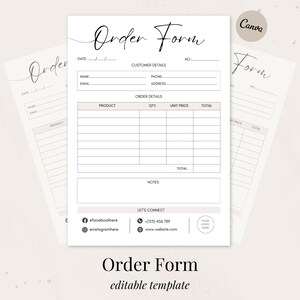 Order Form Template | Small Business | Bakery Business Forms | Editable Bakery Order Form | Cake ...