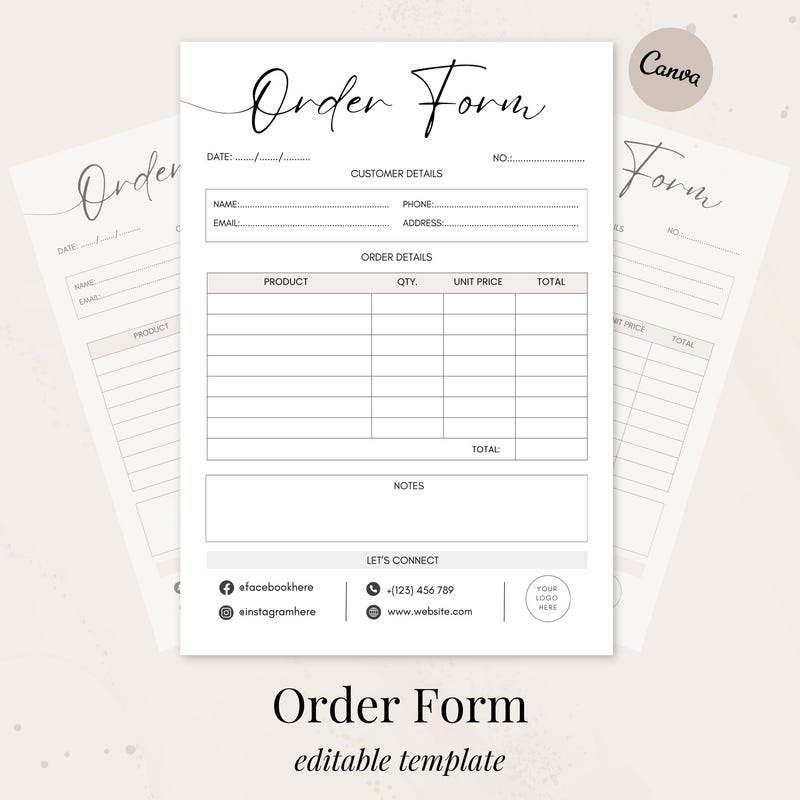 Bakery Order Form - Etsy
