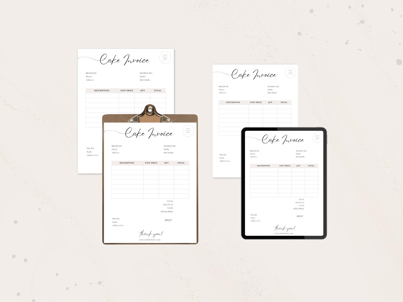 Cake Invoice Template for Bakery Business | Editable Invoice Form ...