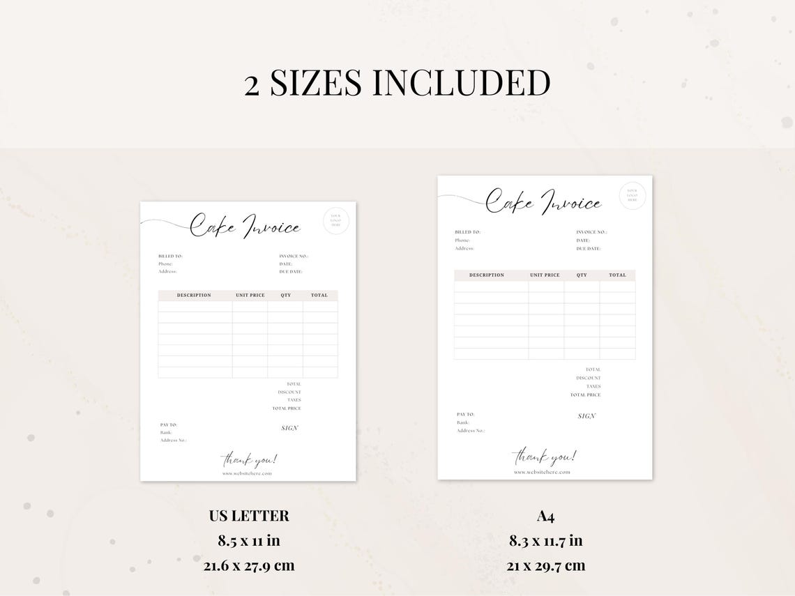 Cake Invoice Template for Bakery Business | Editable Invoice Form ...