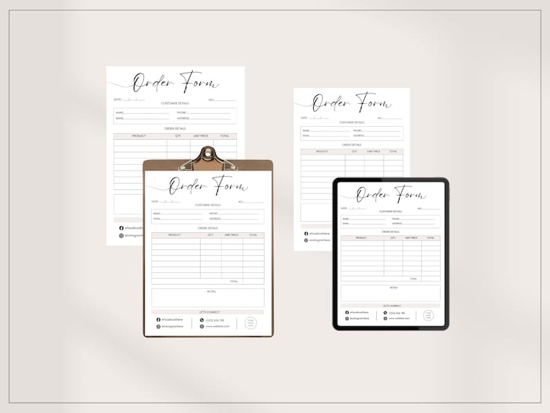 Editable Order Form Template, Professional Printable Custom Order Sheet ...