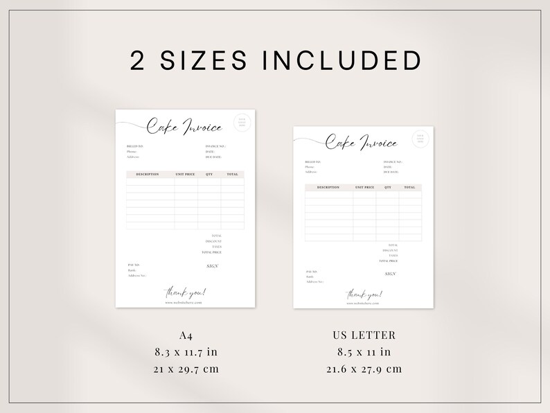 Editable Bakery Invoice Template, Minimalistic Customizable Cake ...