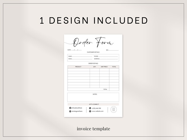 Editable Order Form Template, Professional Printable Custom Order Sheet ...