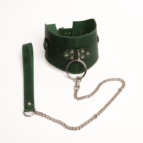 Green Leather Collar - Etsy