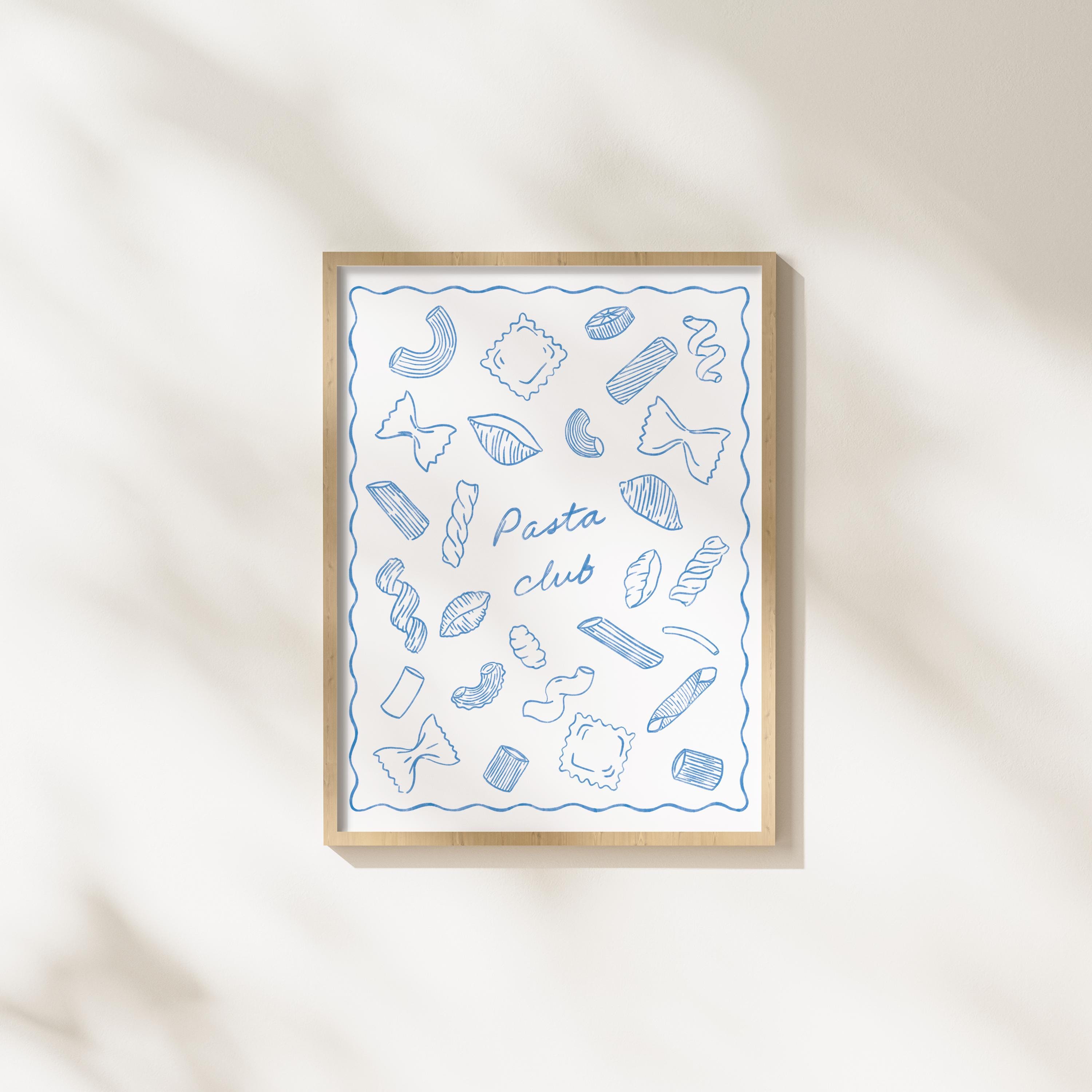 Pasta Club Poster Trendy Quote Print Digital Download Hand Drawn Art ...