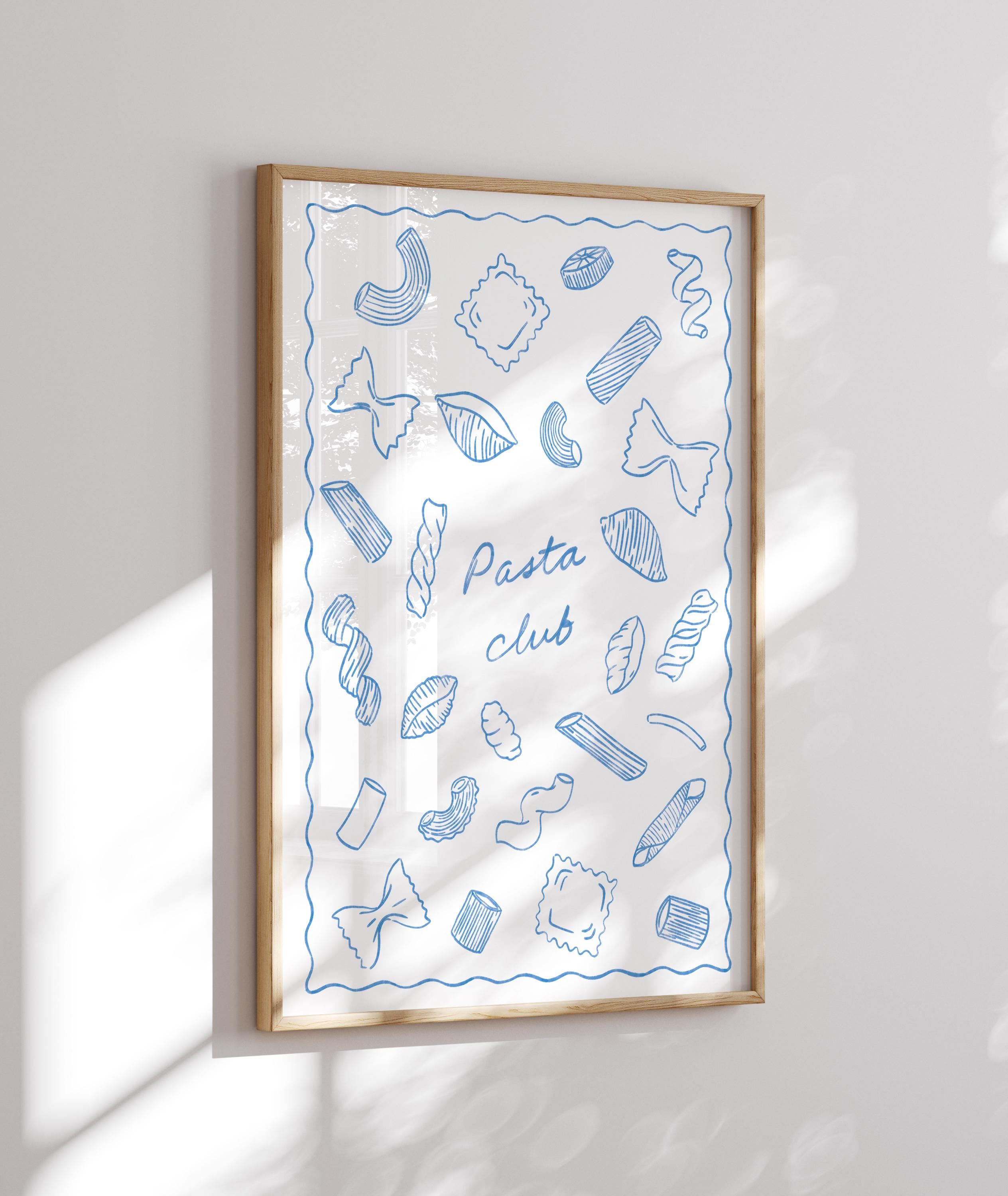 Pasta Club Poster Trendy Quote Print Digital Download Hand Drawn Art ...