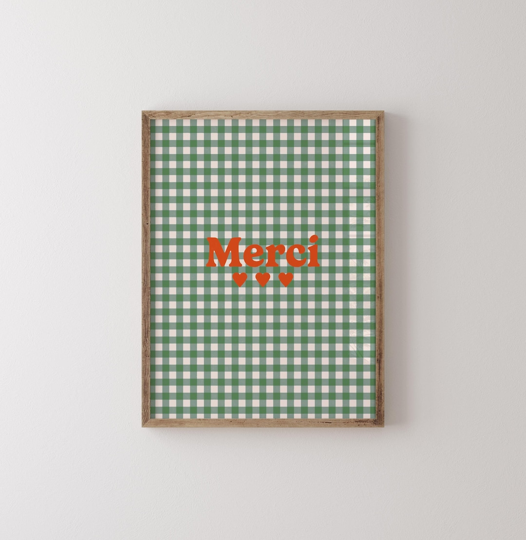 Merci Wall Art Trendy French Wall Decor Aesthetic Girly Poster Digital ...