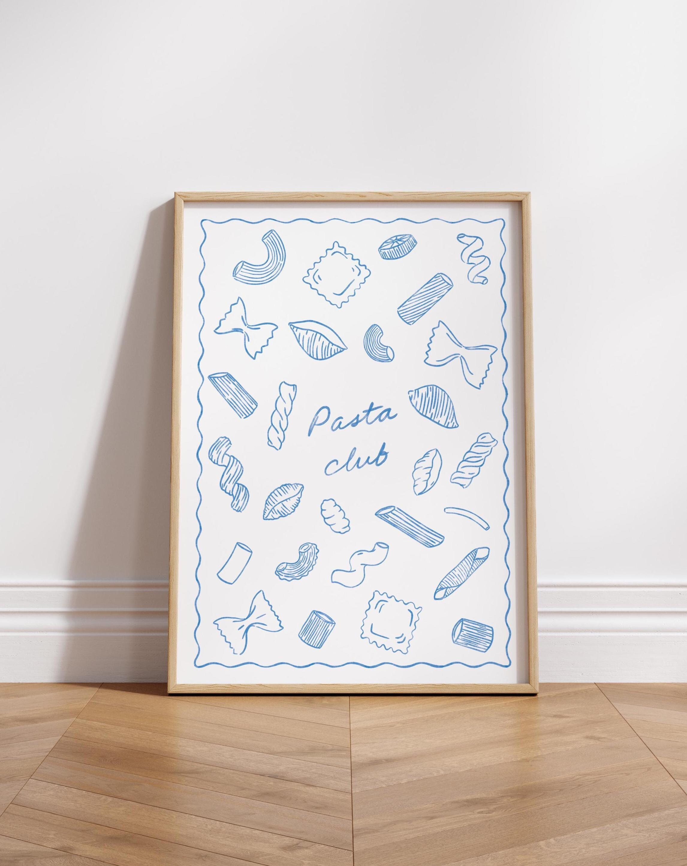 Pasta Club Poster Trendy Quote Print Digital Download Hand Drawn Art ...