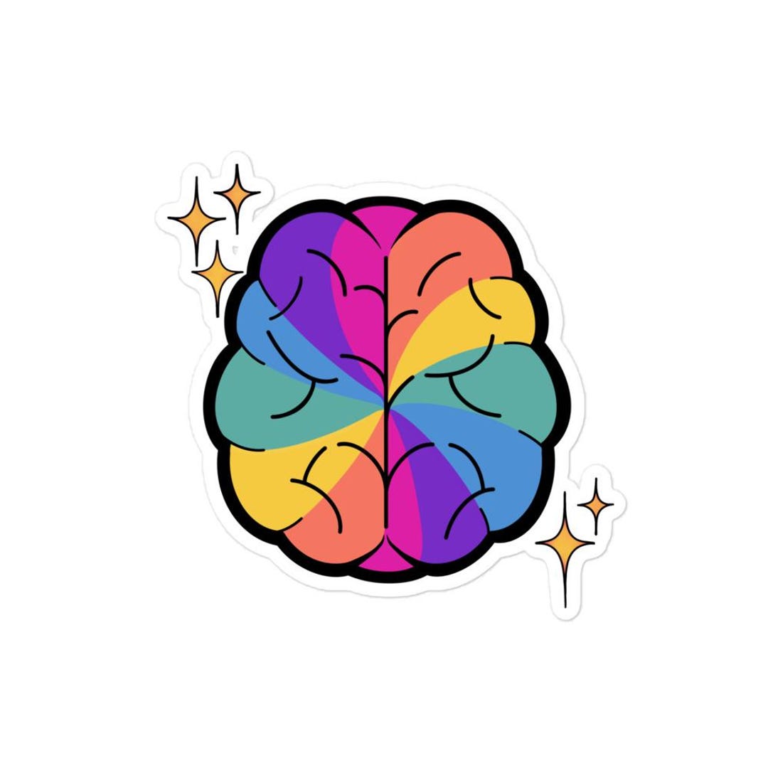 Rainbow Sparkle Brain Sticker for Neurodivergent Pride - Etsy