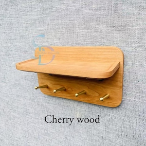 Walnut Key Rack With Shelf: Magnetic Key Holder & Brass Hooks - Etsy
