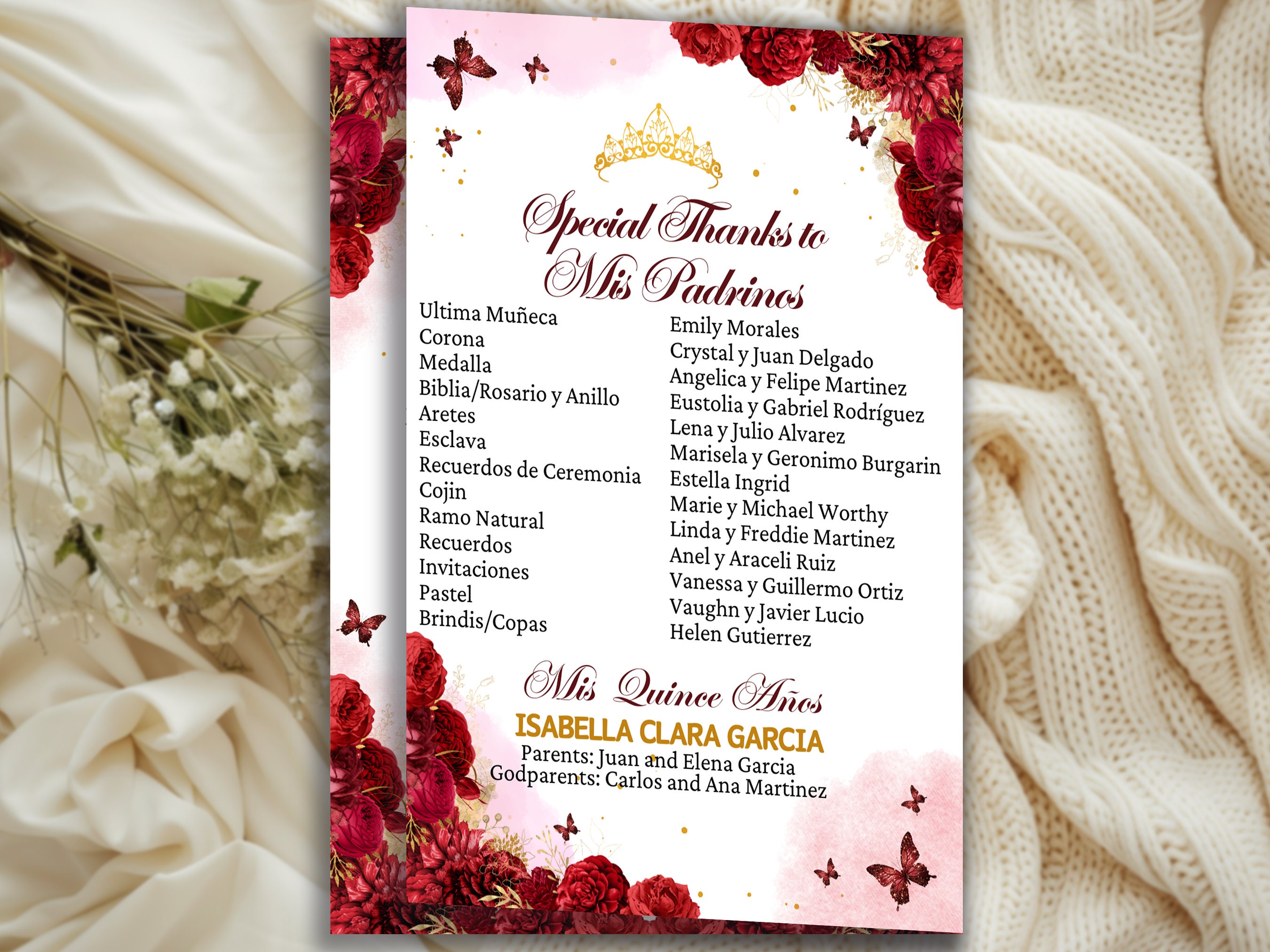 Red Quinceanera Program Template, Editable Mis XV Anos Order of Events ...