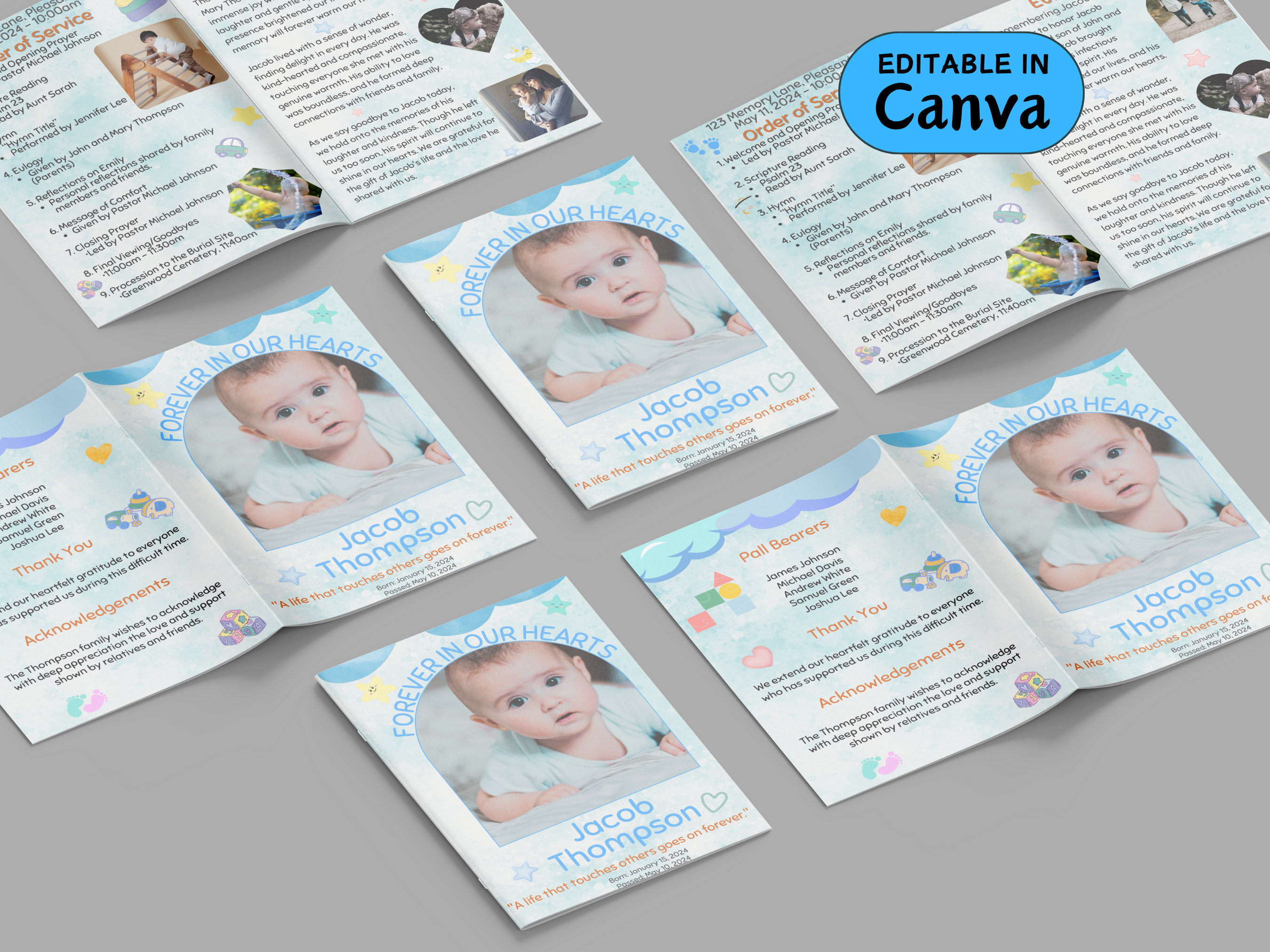 Baby Funeral Program Child Obituary Template for Infant Memorial Order ...