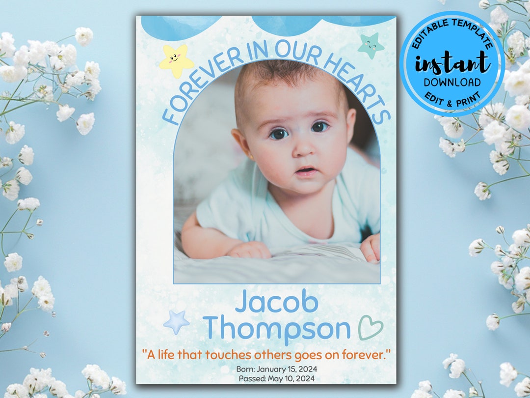 Baby Funeral Program, Child Obituary Template for Infant Memorial ...
