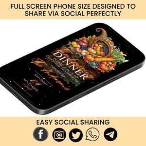 Thanksgiving Dinner Invitation, Digital Animated Fall Party Invite ...