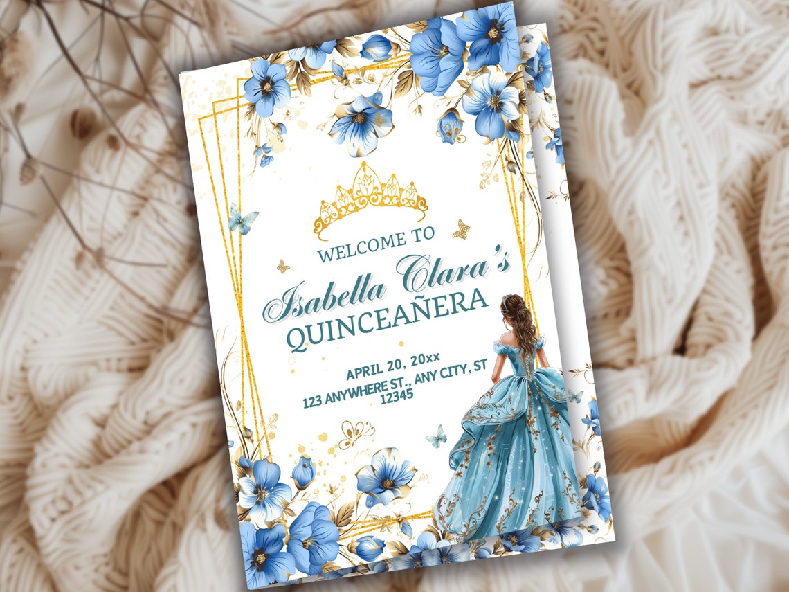Blue Quinceanera Program Template Quinceañera Order of Events Quince ...