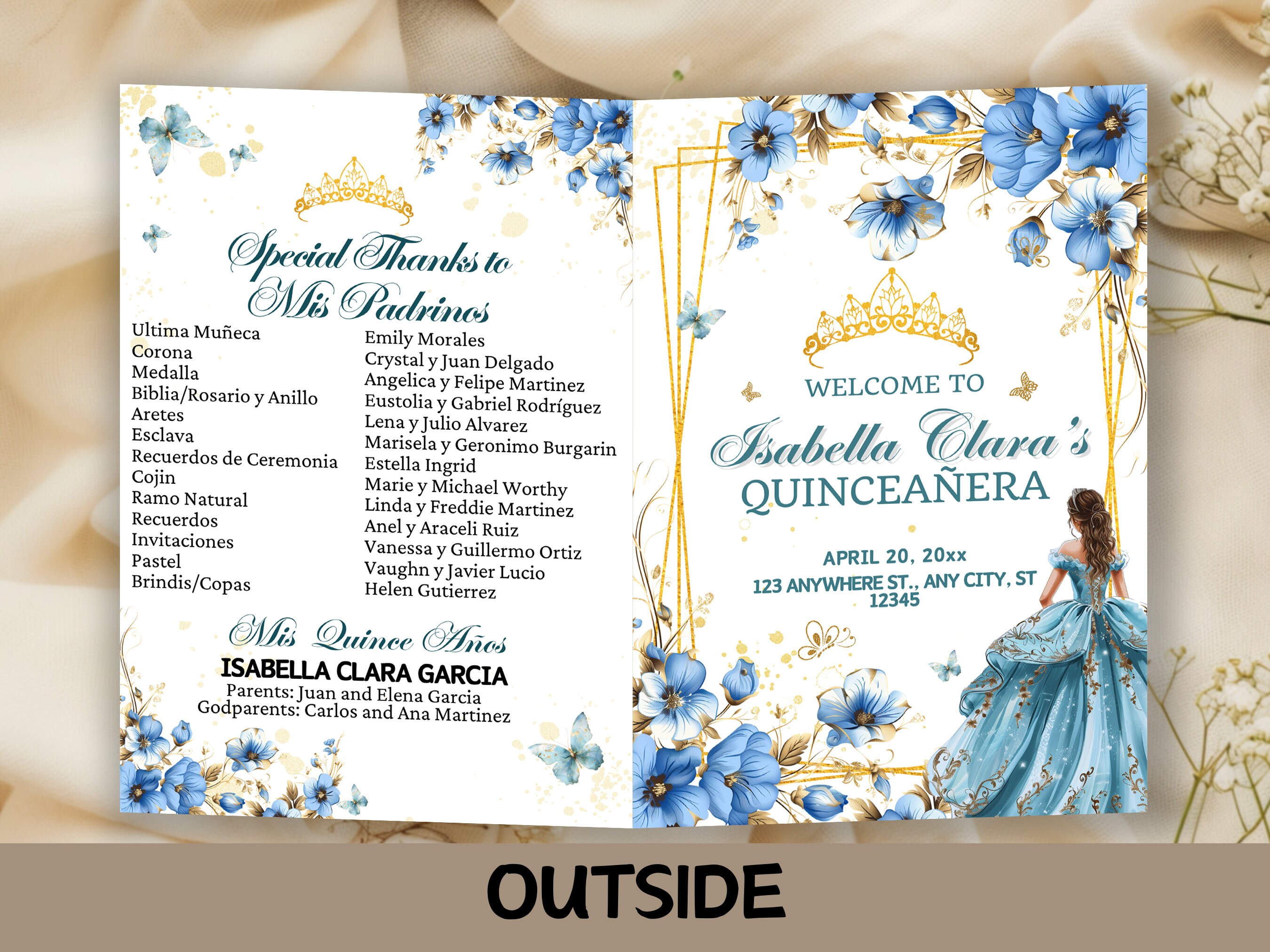 Blue Quinceanera Program Template Quinceañera Order of Events Quince ...