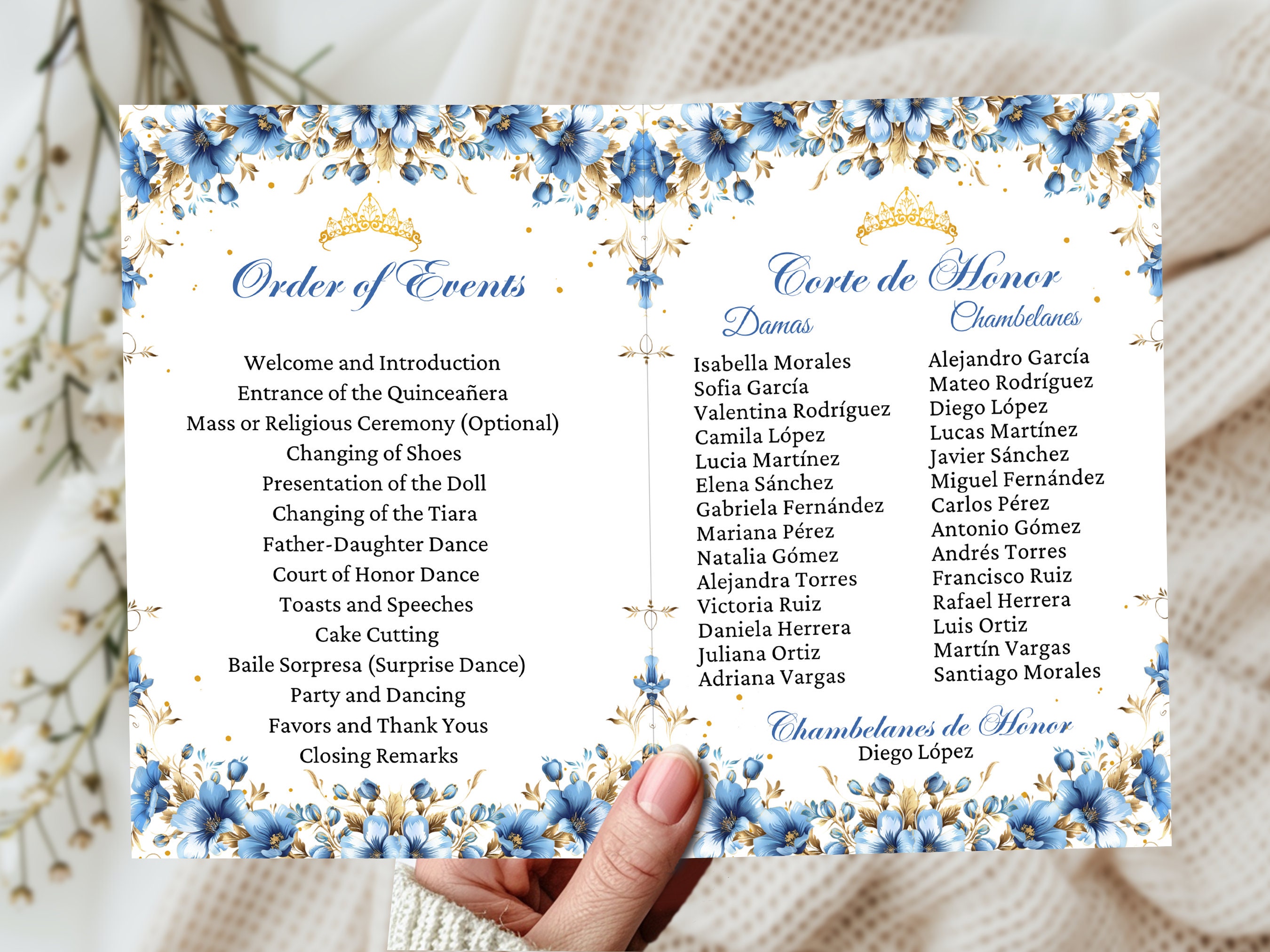 Baby Blue Quinceanera Program Template Quinceañera Order of Events ...