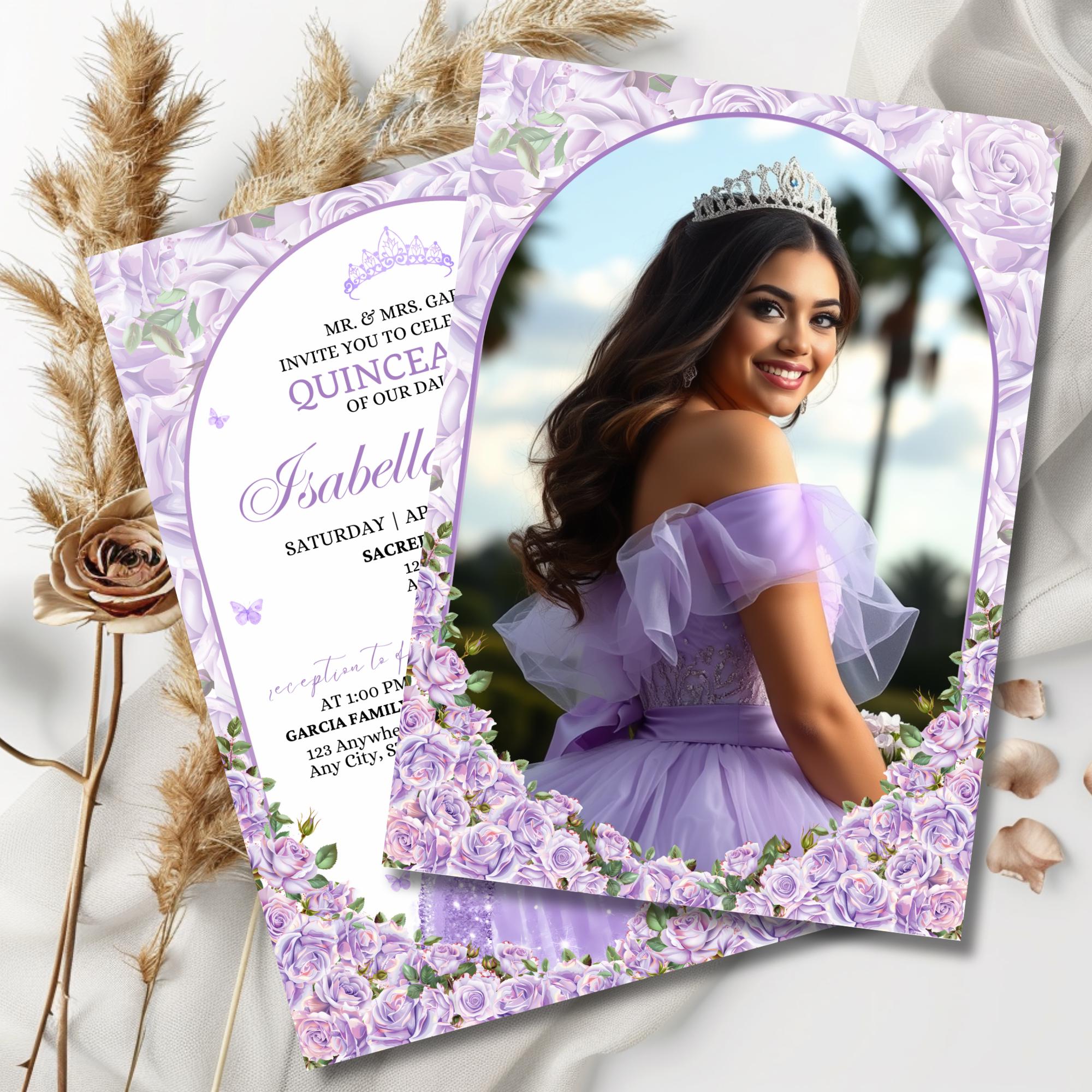 Lavender Quinceanera Invitation, Lilac Mis XV Anos, Quince Invites ...