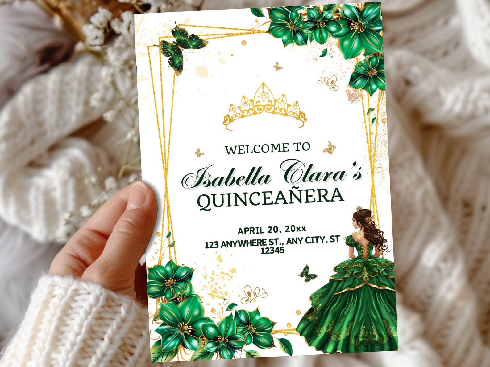 Green Quinceanera Program Template Quinceañera Order of Events Quince ...