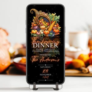 Thanksgiving Dinner Invitation, Digital Animated Fall Party Invite ...