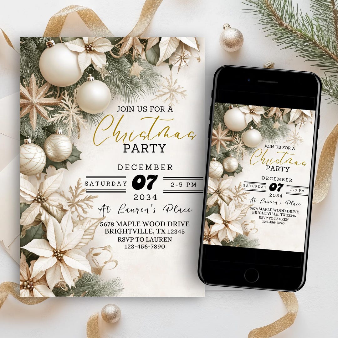 Christmas Party Invitation, Work Holiday Party Invite Office, Christmas ...