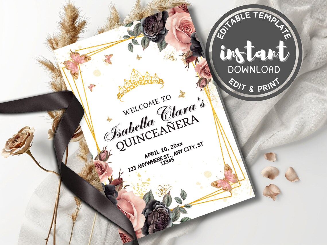 Black Quinceanera Program Template Quinceañera Order of Events Quince ...