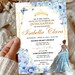 Light Blue Quinceanera Invitation EDITABLE Floral Sweet 15 Birthday ...