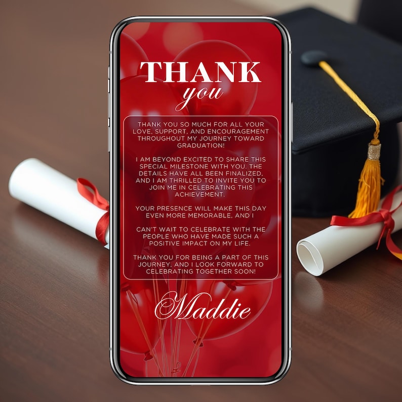Red Graduation Invitation Dinner, Digital Download, Video Evite ...