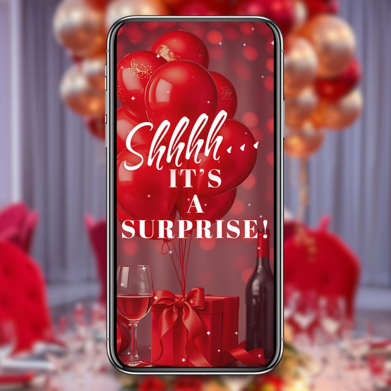 Red Surprise Birthday Invitation Digital: Animated Birthday Dinner ...