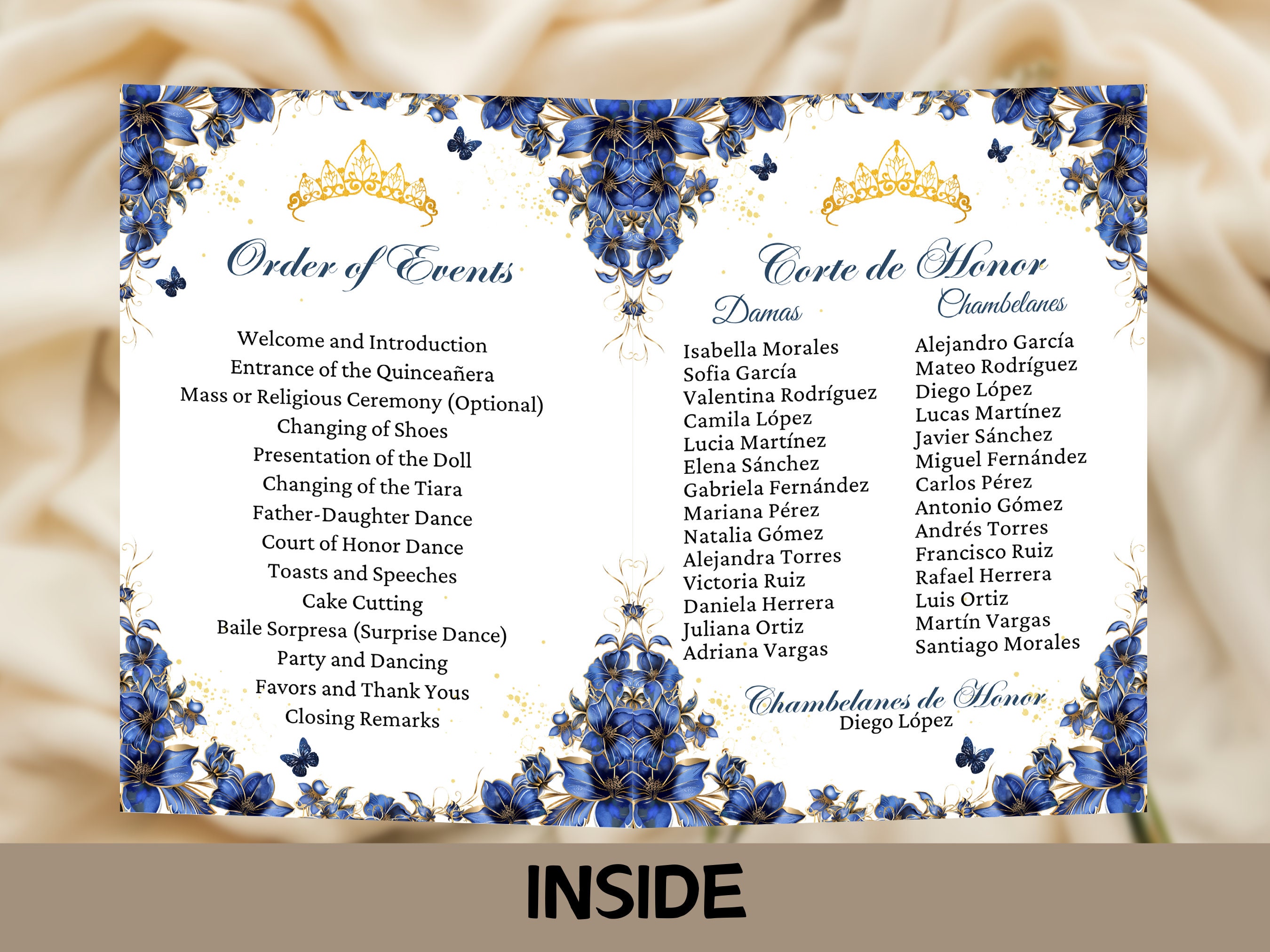 Navy Blue Quinceanera Program Template Quinceañera Order of Events ...