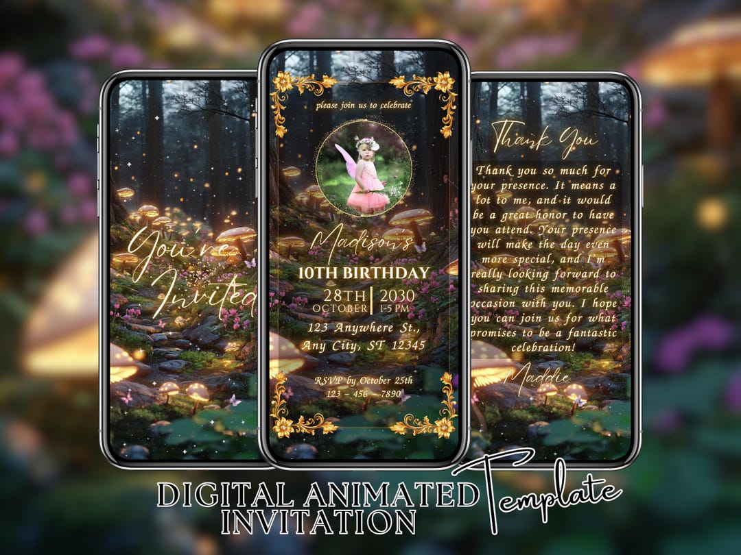 Enchanted Forest Birthday Invitation Fairy Garden Party Invite Magical ...