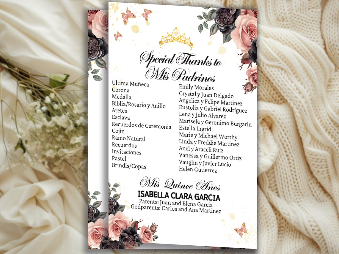 Black Quinceanera Program Template Quinceañera Order of Events Quince ...