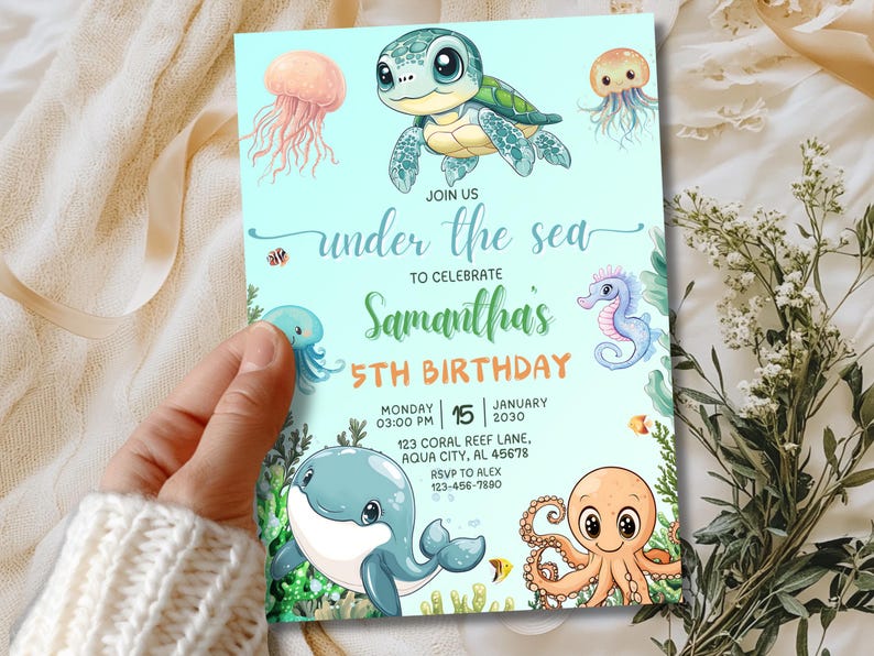 Under the Sea Birthday Invitation: Editable Ocean Theme (printable PDF ...