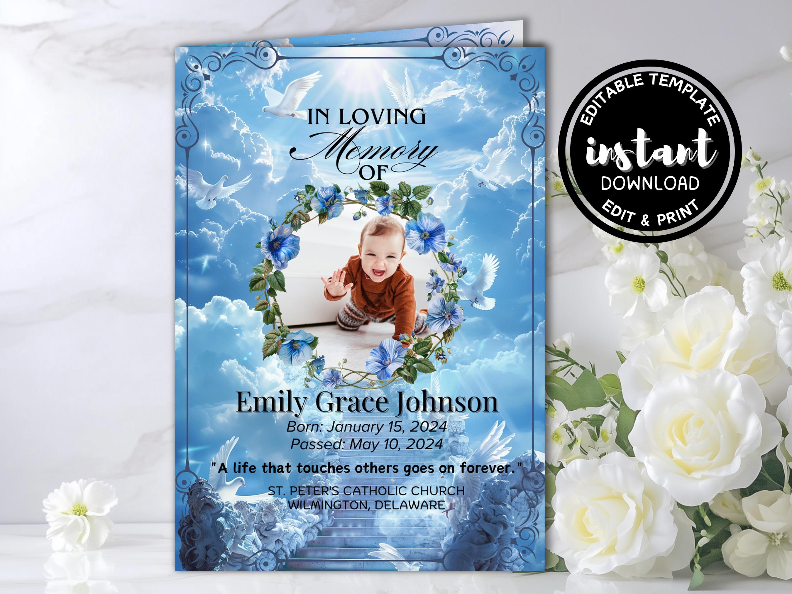 Baby Funeral Program Template: 4 Pages, Infant Obituary, Child ...
