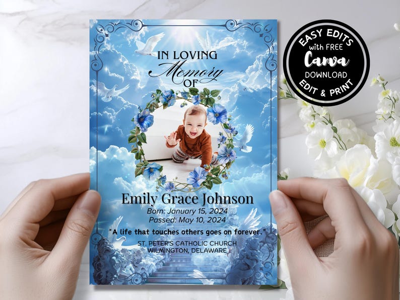 Baby Funeral Program Template: 4 Pages, Infant Obituary, Child ...