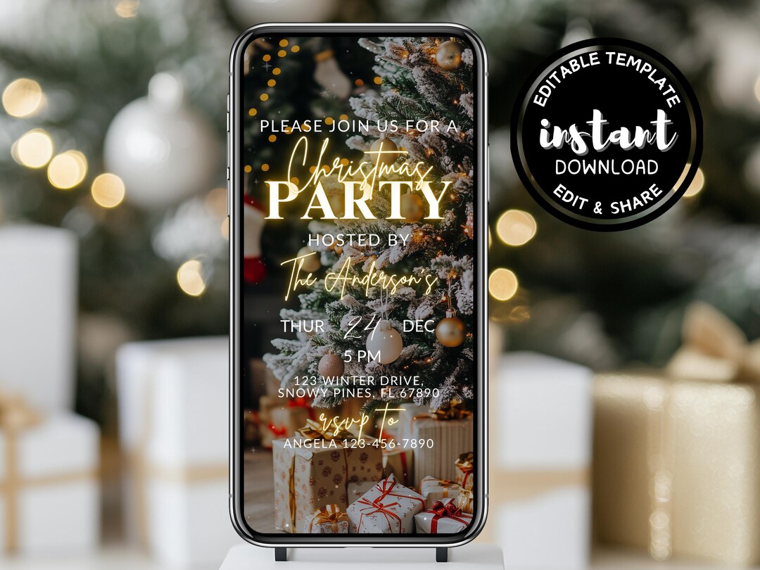 Animated Christmas Party Invitation, Digital Christmas Invitation ...