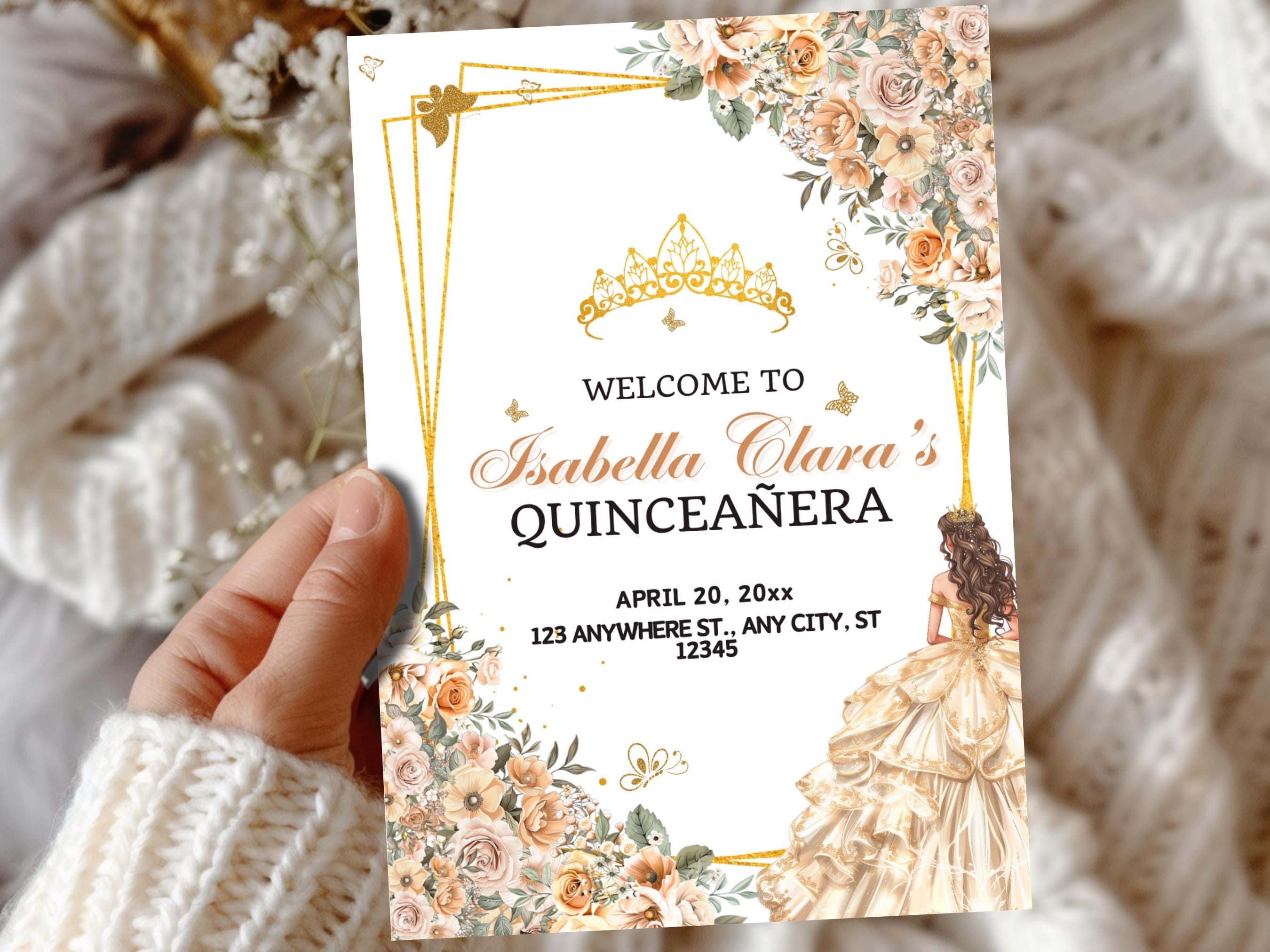 Champagne Cream and Gold Quinceanera Program Template Order of Events ...