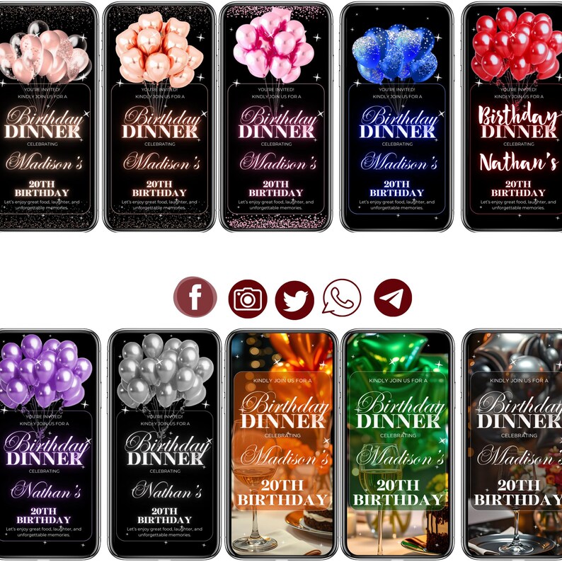 Red Birthday Invitation Digital: Animated Birthday Dinner Invite ...