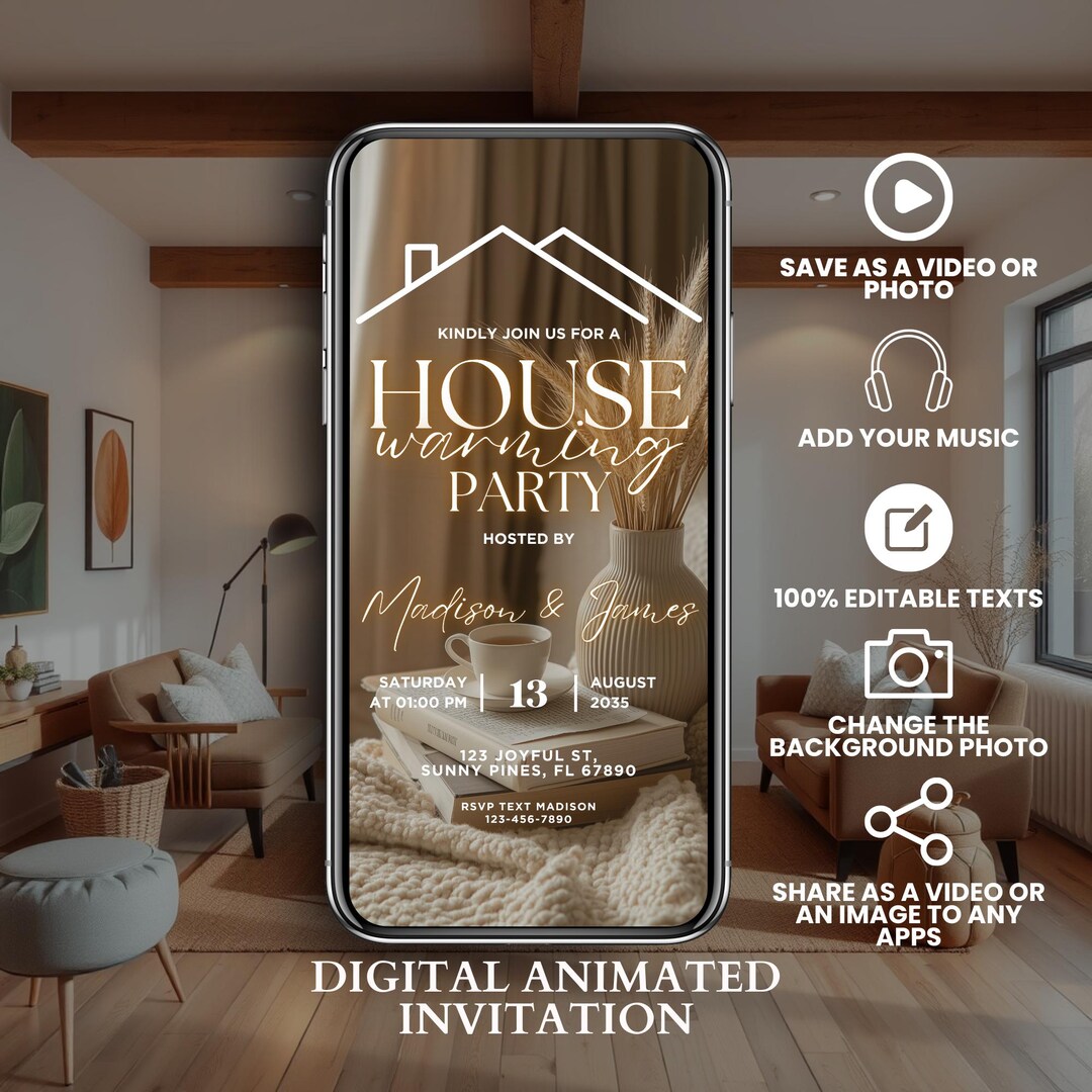 Rustic Housewarming Evite: Animated Welcome Home Party (digital) - Etsy
