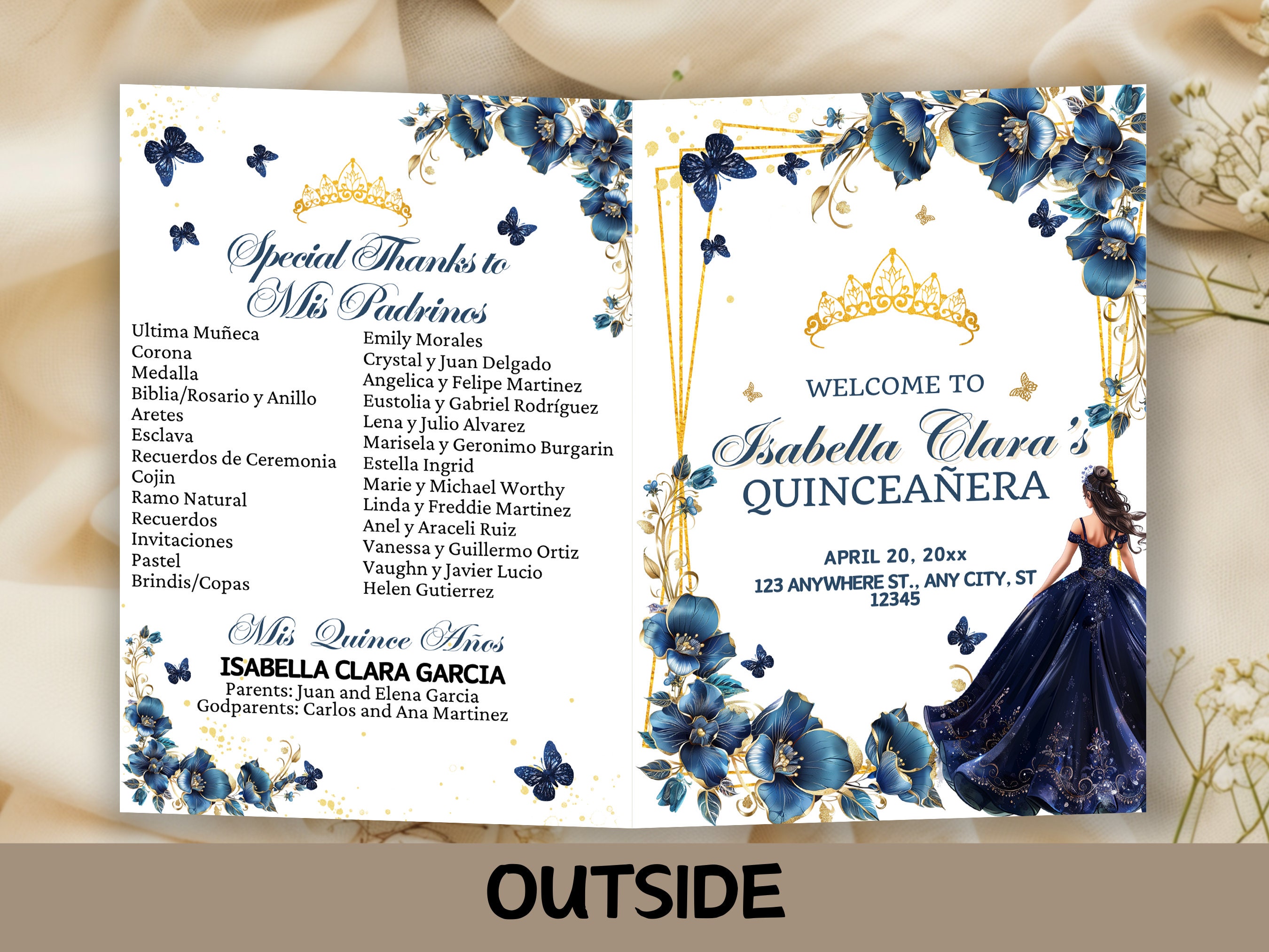 Navy Blue Quinceanera Program Template Quinceañera Order of Events ...