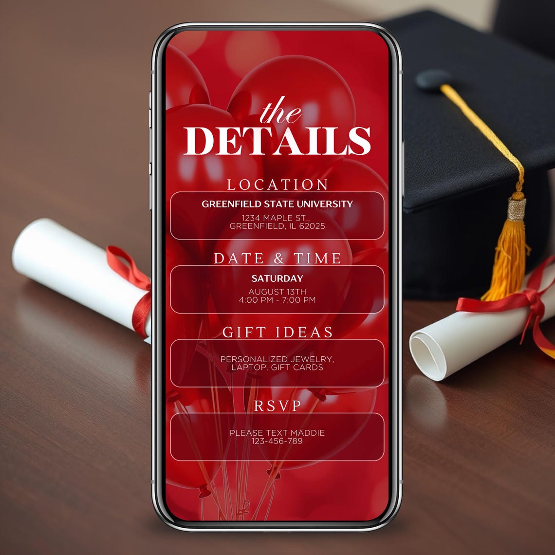 Red Graduation Invitation Digital Luxury Animated Maroon Grad Video ...